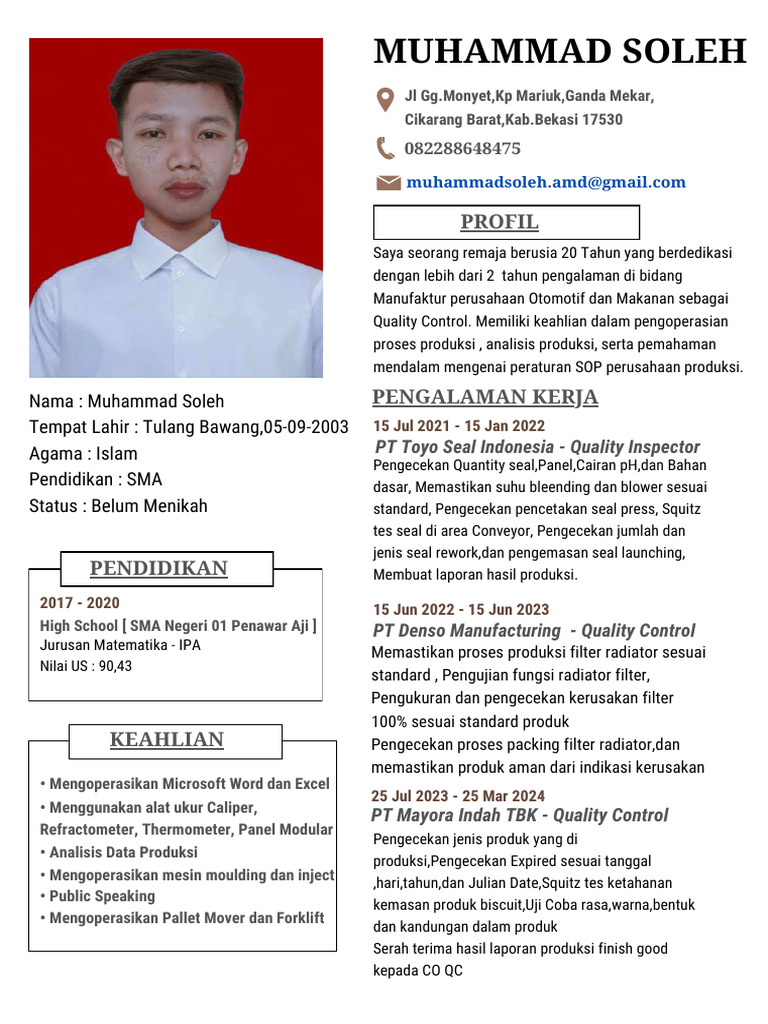 Muhammad Soleh - Curriculum - Vitaee | PDF