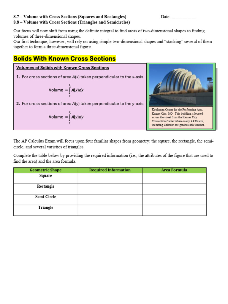 2 Cross Section Day 1 Notes | PDF | Area | Triangle