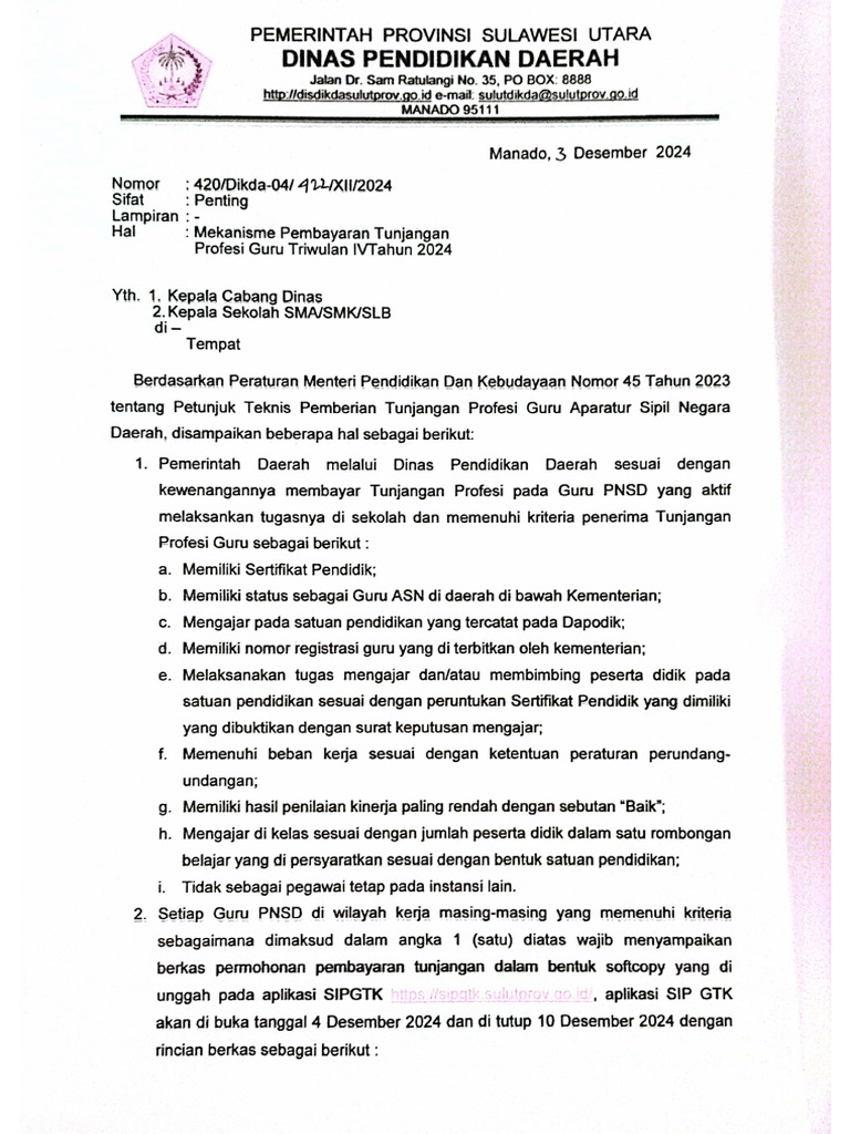 Pemberitahuan TPG tw4 | PDF