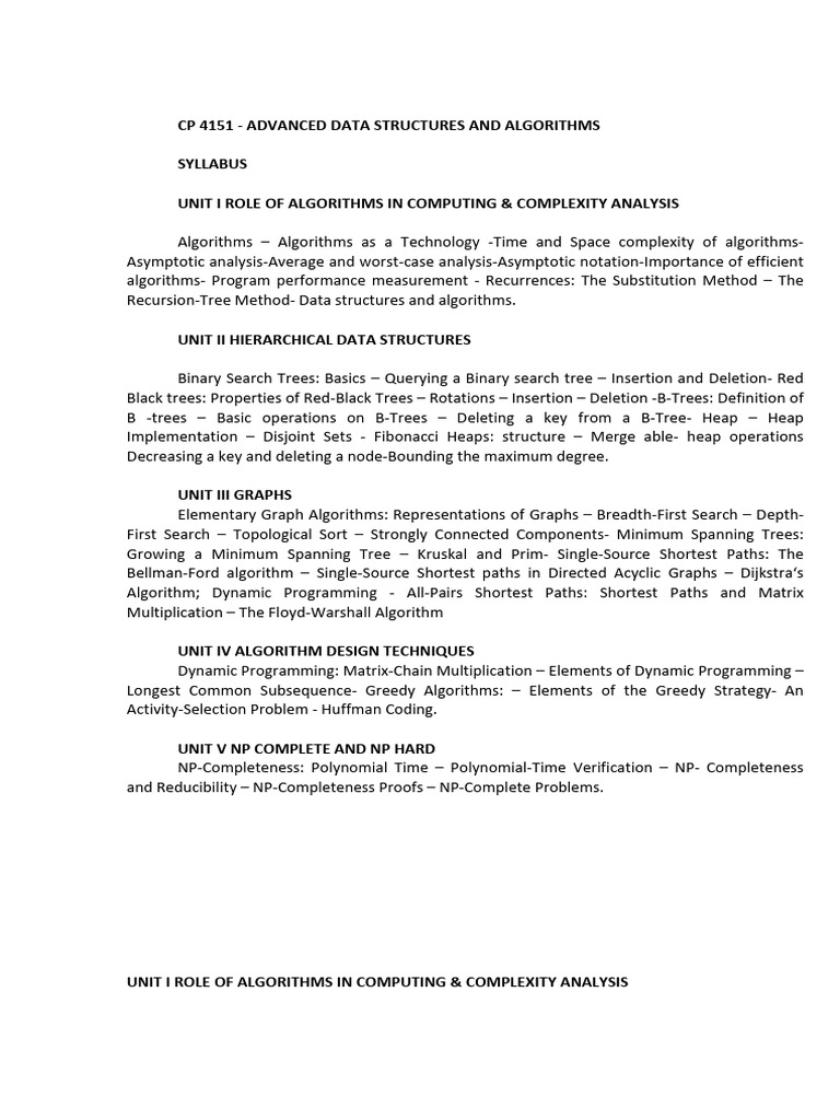 ADS_Notes_UNITS 1 & 2 | PDF | Time Complexity | Recurrence Relation