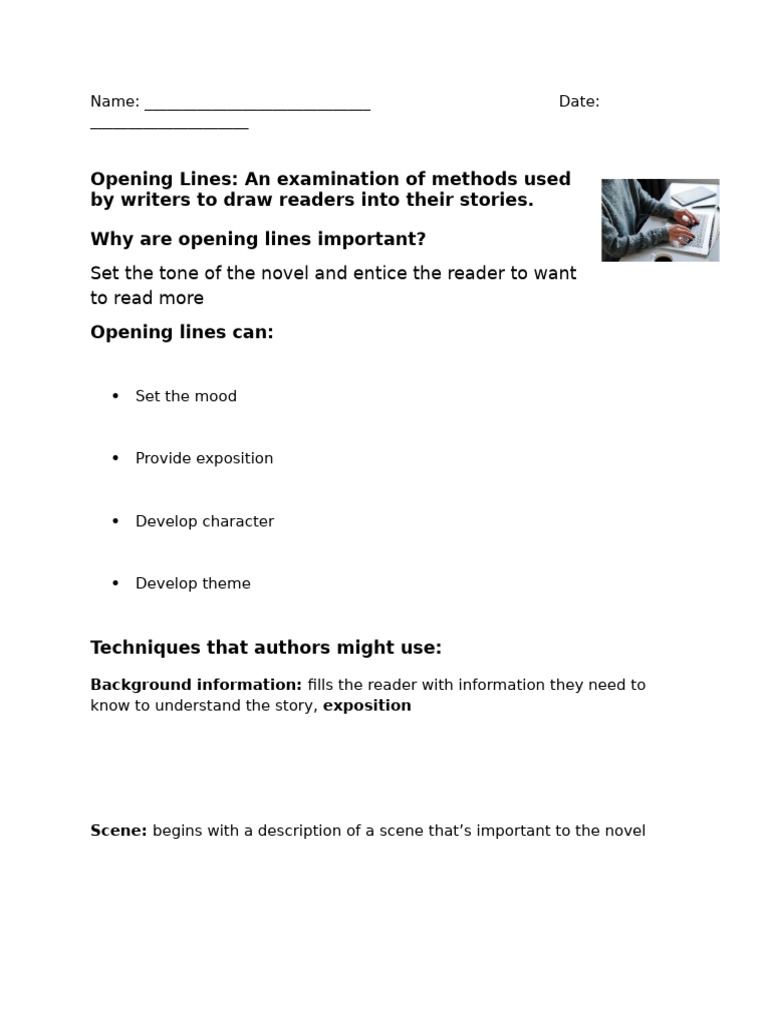 Handout for Opening Lines PPT | PDF
