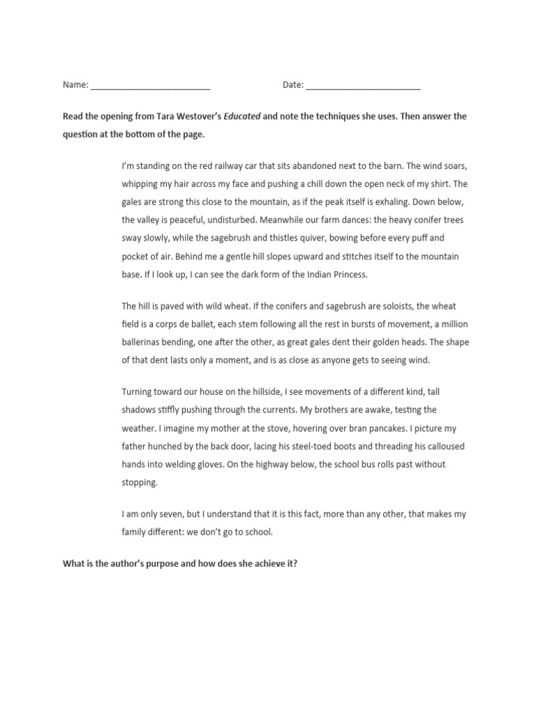 3g Opening From Tara Westover's Educated | PDF