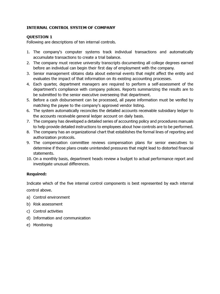 TUTORIAL INTERNAL CONTROL | PDF | Internal Control | Audit