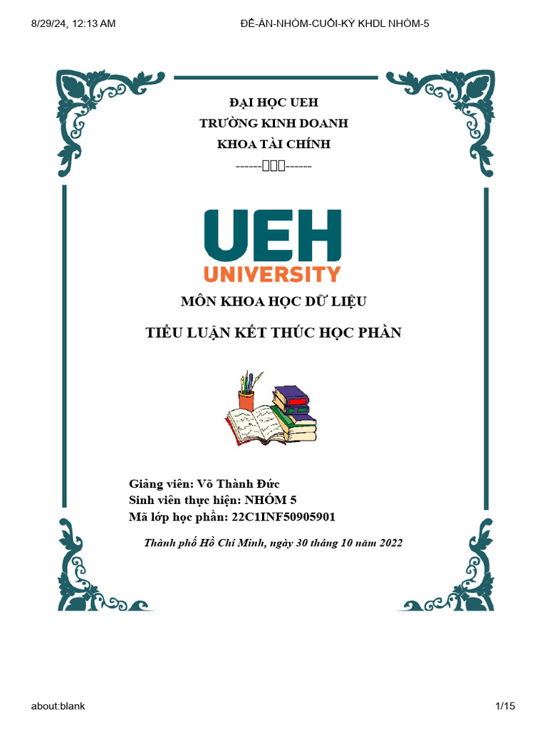 ĐỀ-ÁN-NHÓM-CUỐI-KỲ KHDL NHÓM-5 | PDF