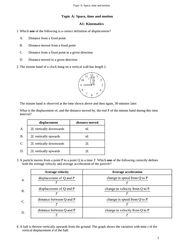 Topic a Worksheet | PDF | Force | Acceleration