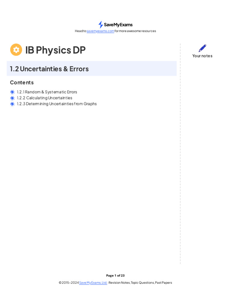 1.2 Uncertainties & Errors | PDF | Observational Error | Accuracy And Precision