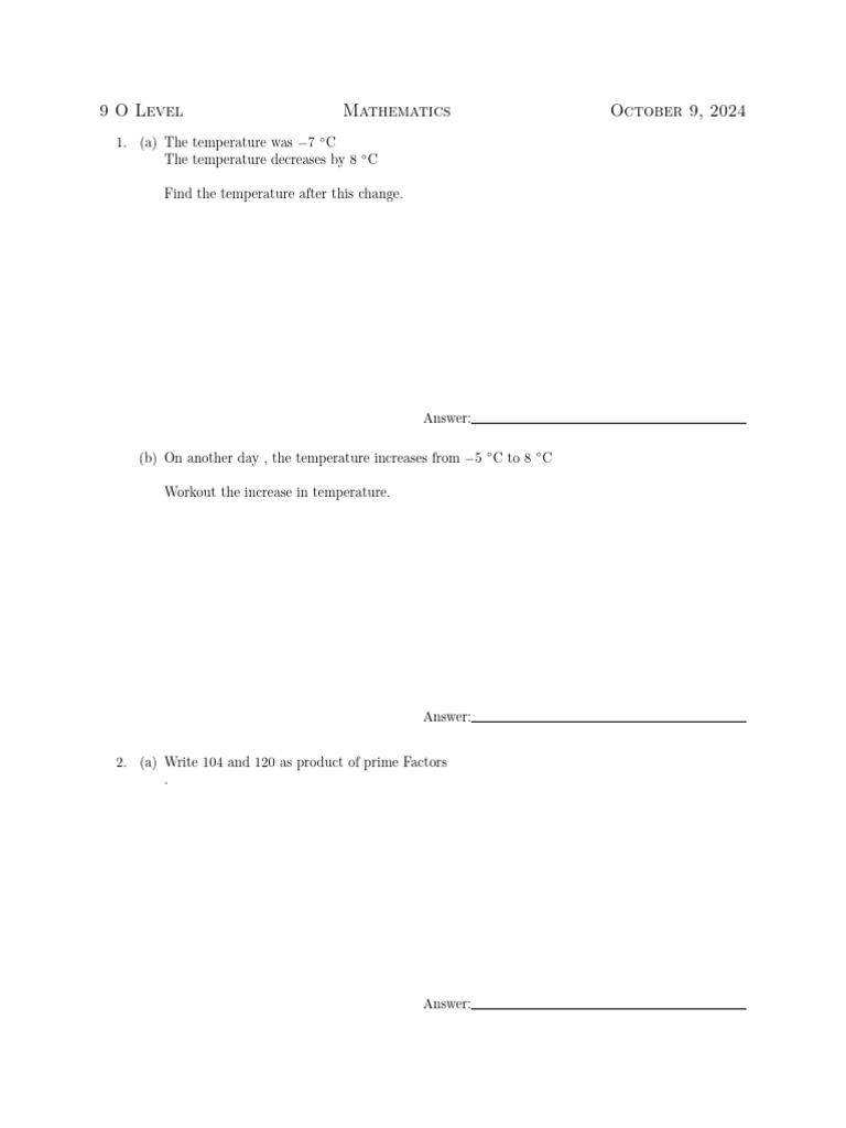 O Level Mathematics Practice Questions | PDF | Square Root | Prime Number