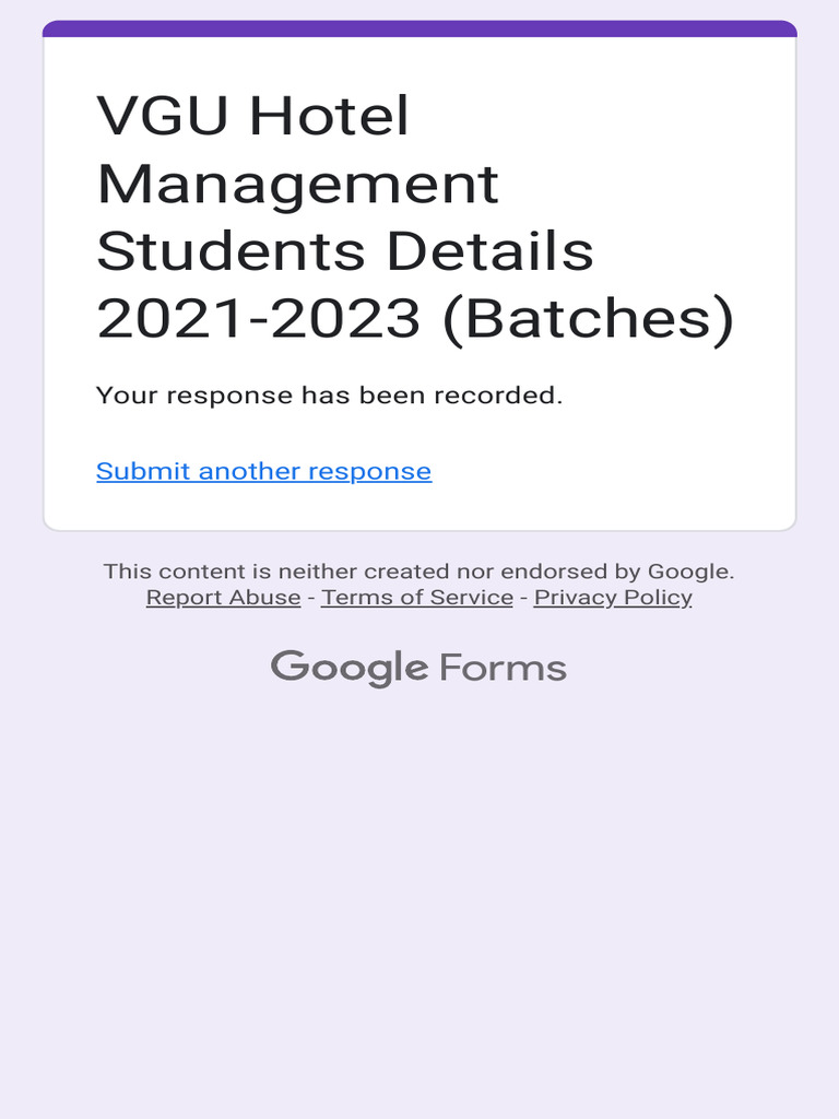 VGU Hotel Management Students Details 2021-2023 (Batches) | PDF