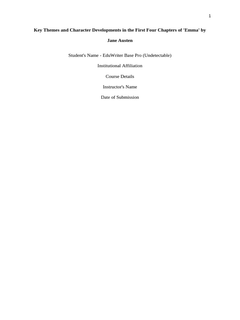 Key Themes and Character Developments | PDF | Emma (Novel) | Gender Studies