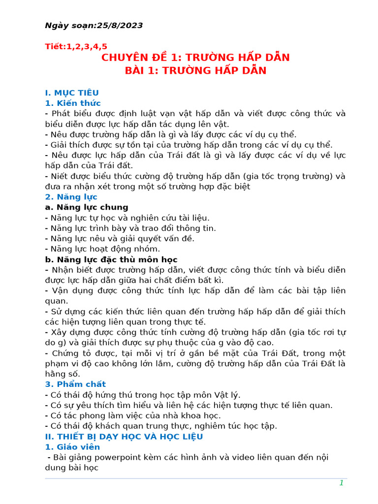 GA CHUYÊN ĐỀ 11 HKI | PDF