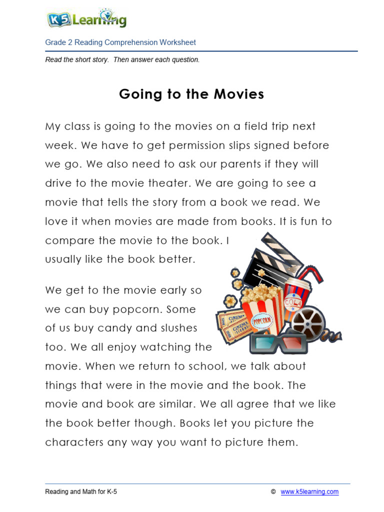 Grade 2 Movie Field Trip Worksheet | PDF