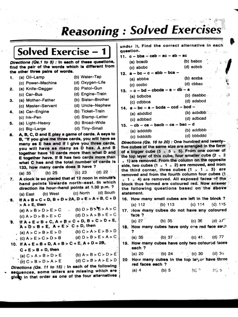 01-Reasoning - Solved Exercises (E-Next - In) | PDF