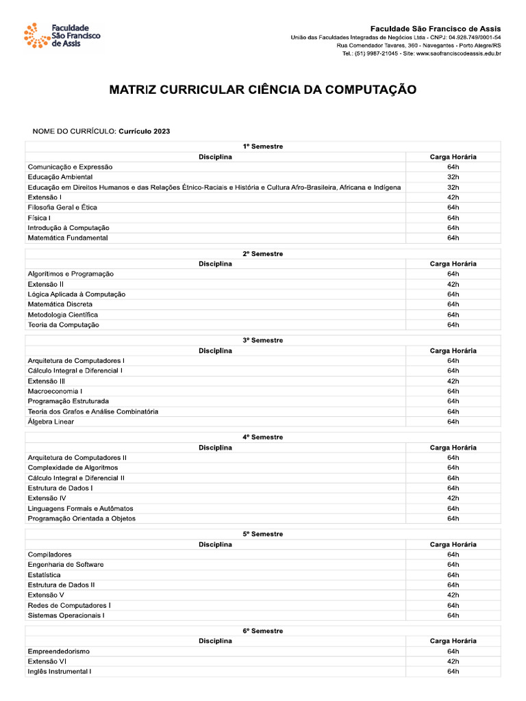 Grade Ciencia Da Computacao Pdf