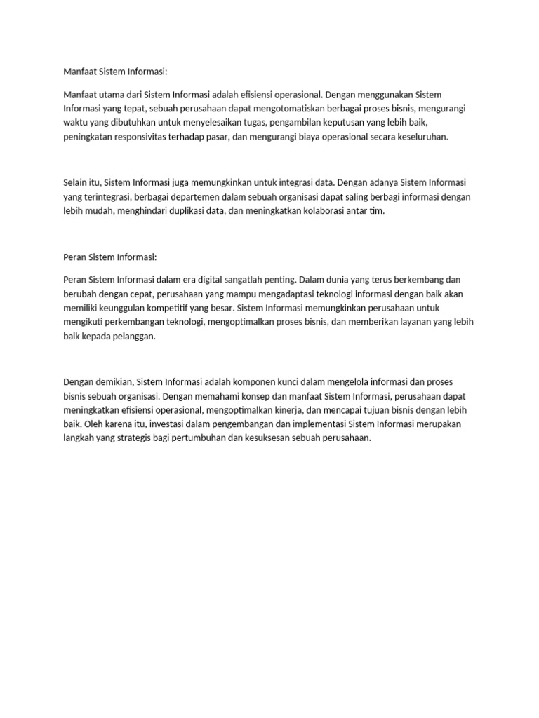 Manfaat Dan Peran Sisfo | PDF