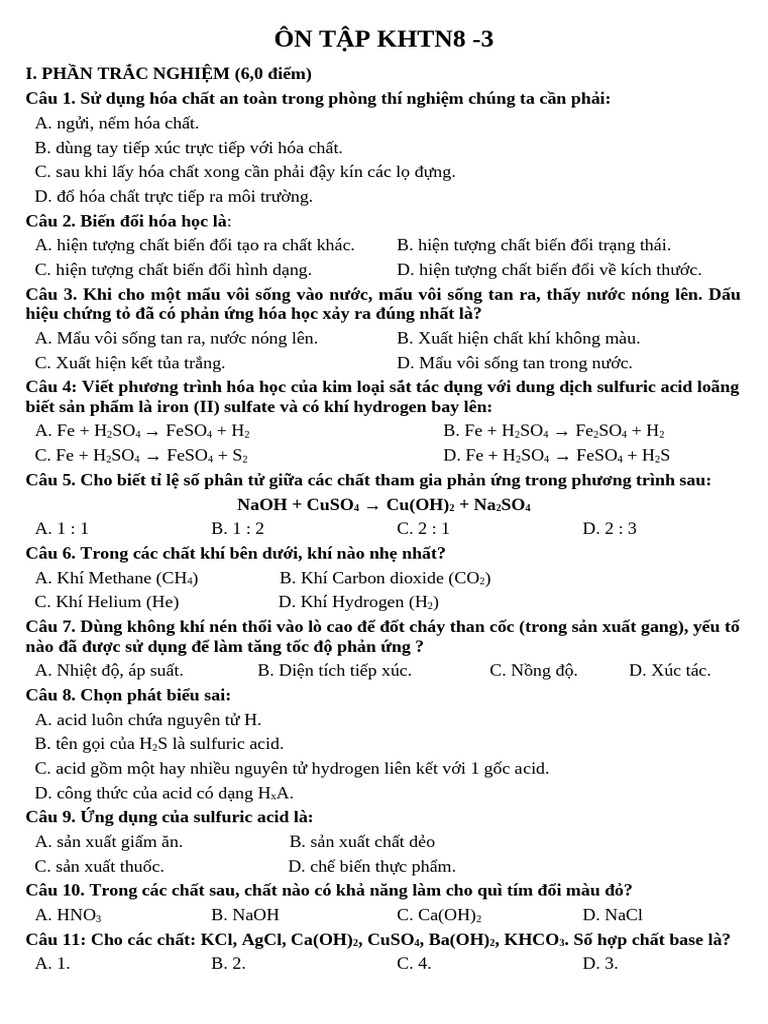 ÔN TẬP KHTN8-3 | PDF