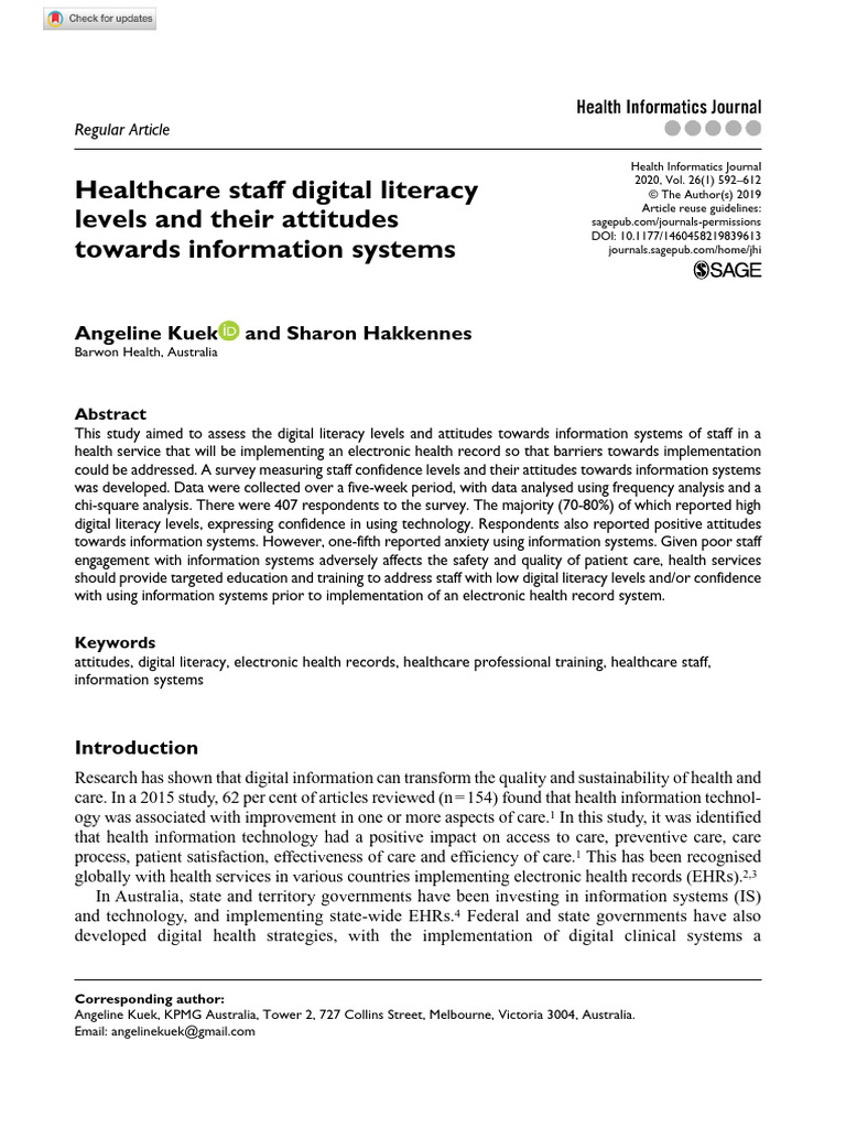 Healthcare Staff Digital Literacy Study | PDF | Survey Methodology ...