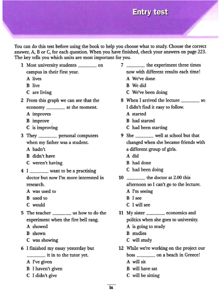 Grammar Diagnostic Test | PDF