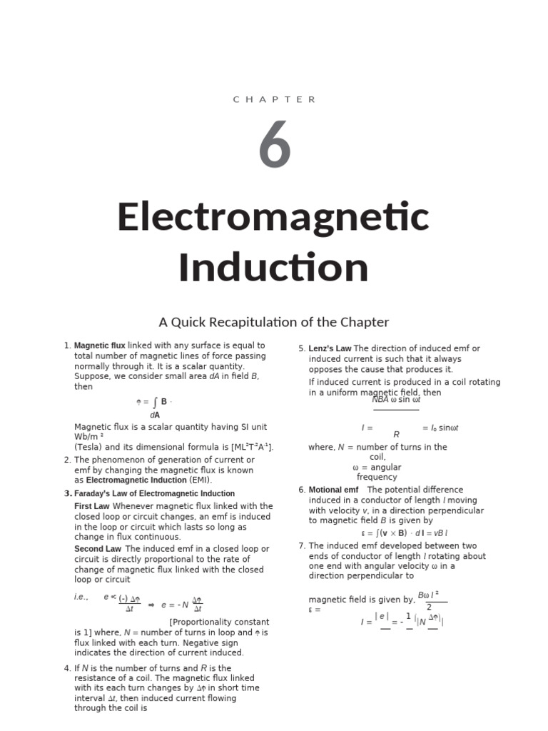 6. Electromagnetic Induction | PDF | Electromagnetic Induction | Inductance