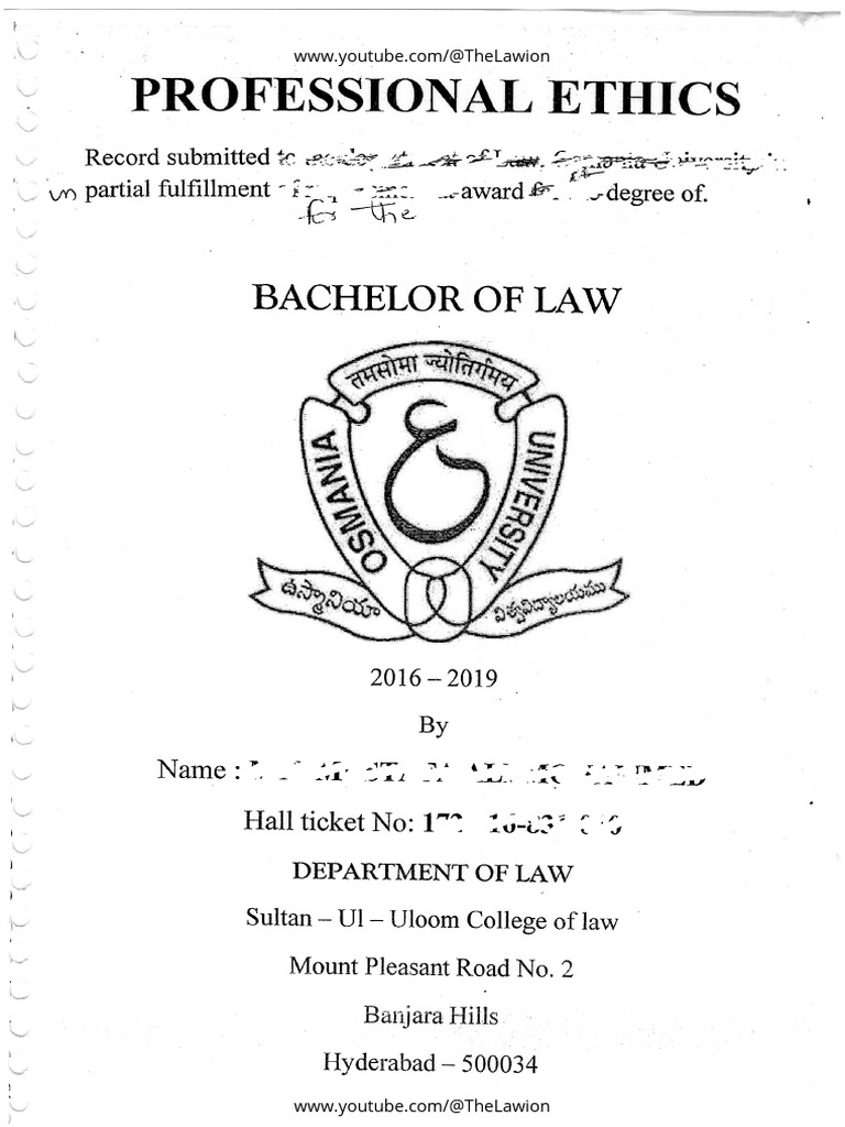 Prefessional-Ethics-Record Youtube TheLawion Doc 1 | PDF