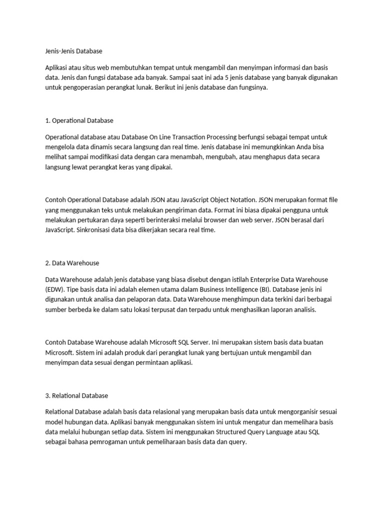 Jenis Jenis Database | PDF
