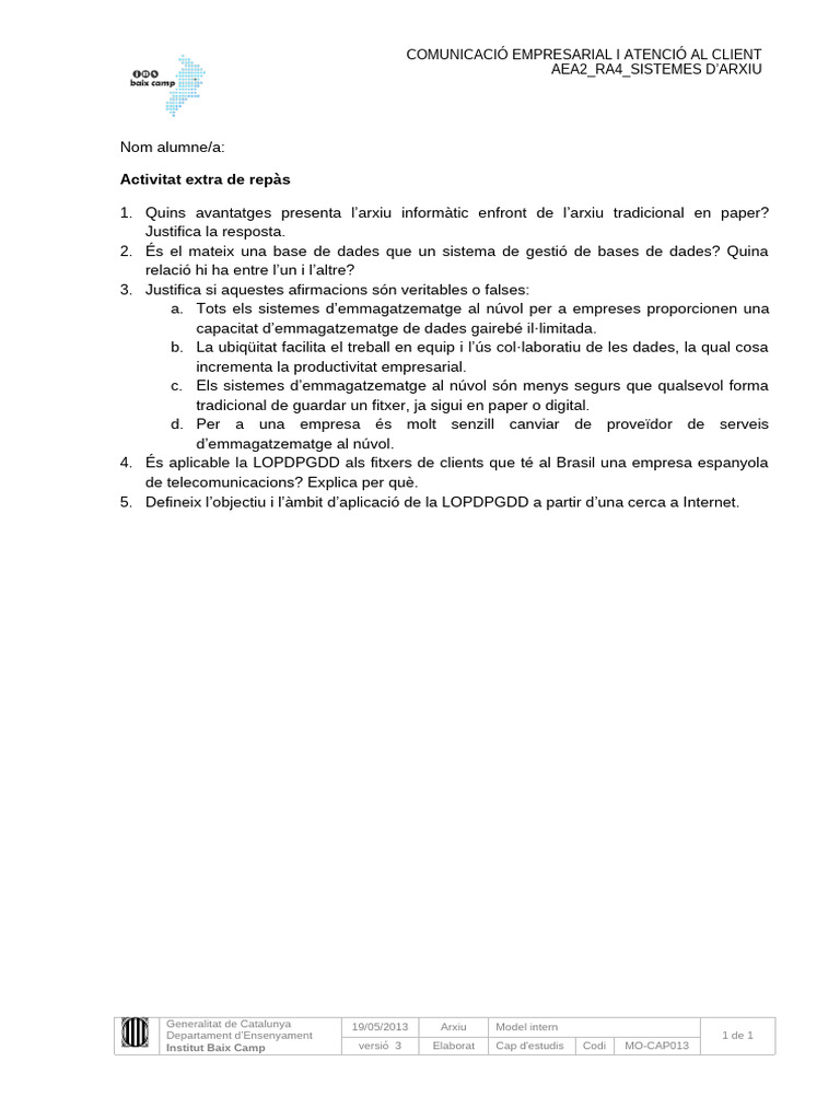 Activitat extra de repàs | PDF