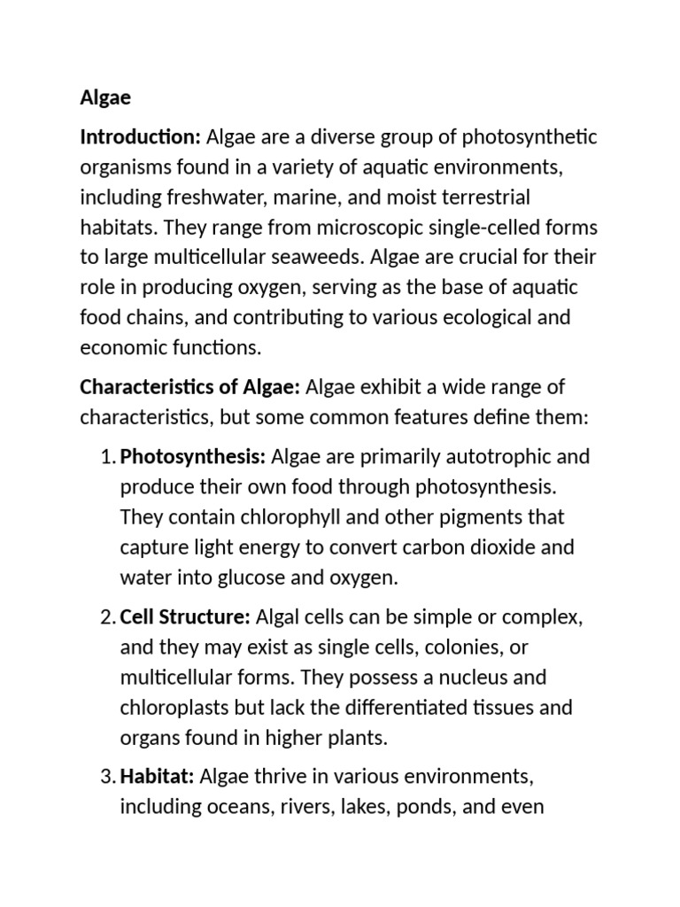 Algae Pdf Algae Photosynthesis