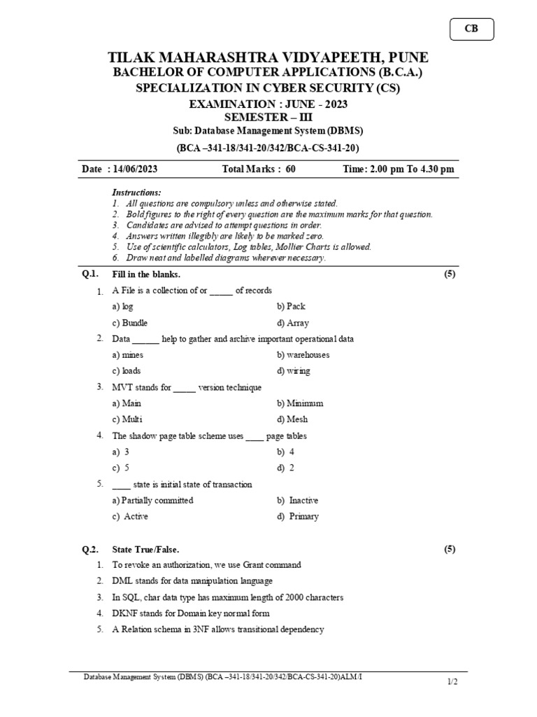 Sem. 3 DBMS Theory bca | PDF | Databases | Database Transaction
