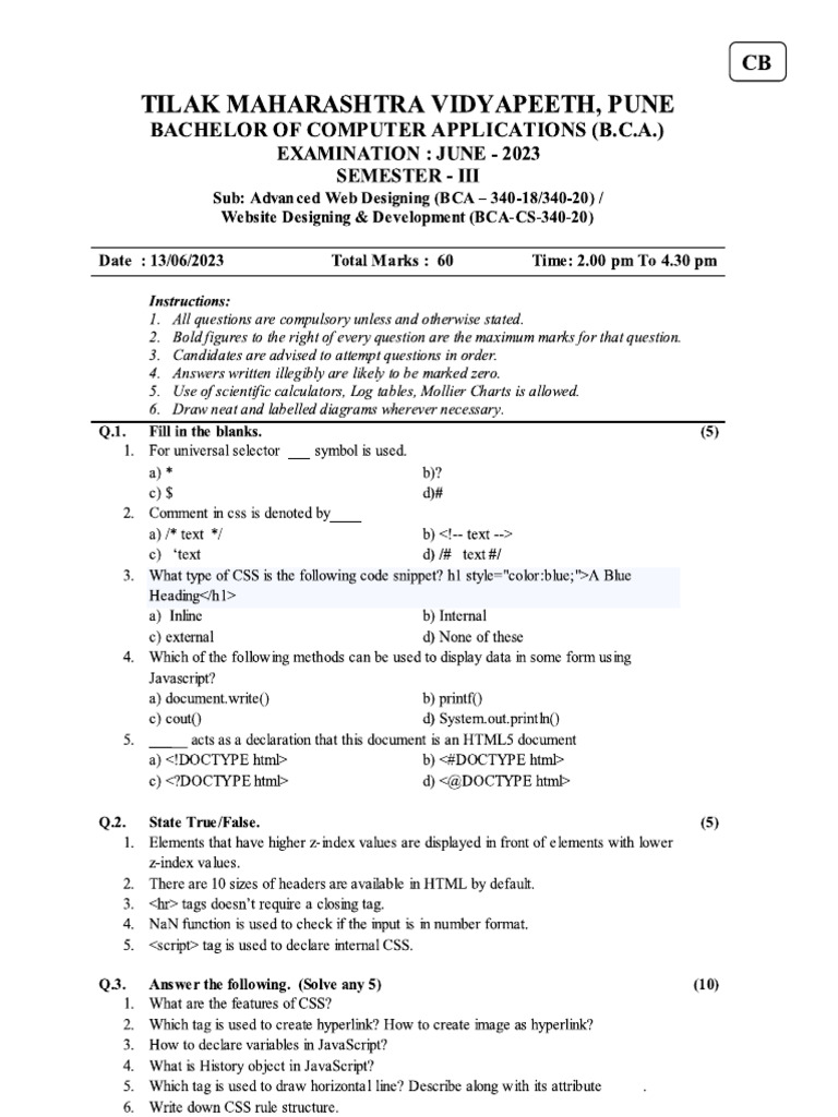 Sem. 3 Adv Web Design Theory | PDF