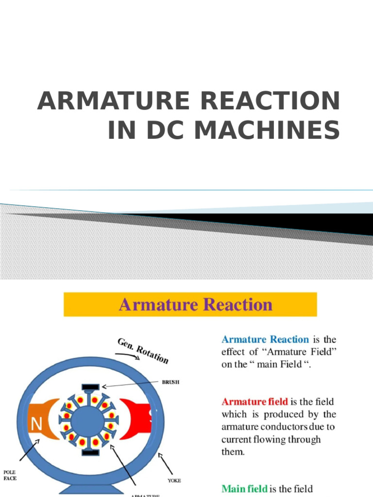 Armature Reaction in DC Machines | PDF