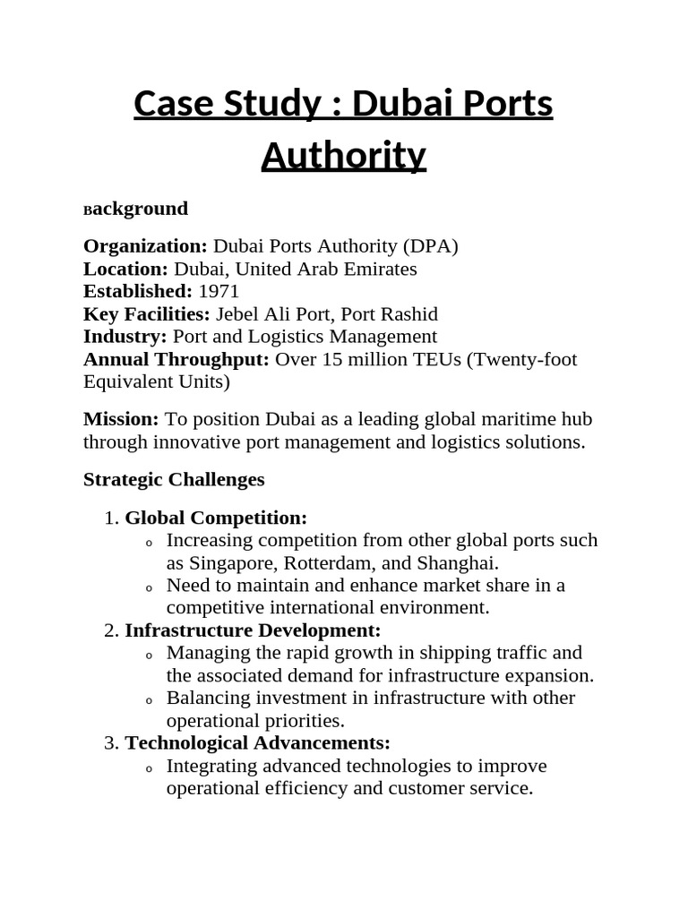 Dubai Ports Authority: Strategic Insights | PDF | Port | Infrastructure