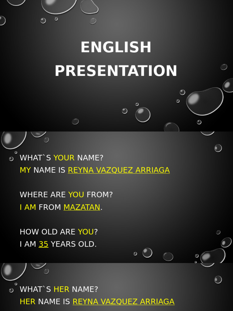 English Presentation | PDF