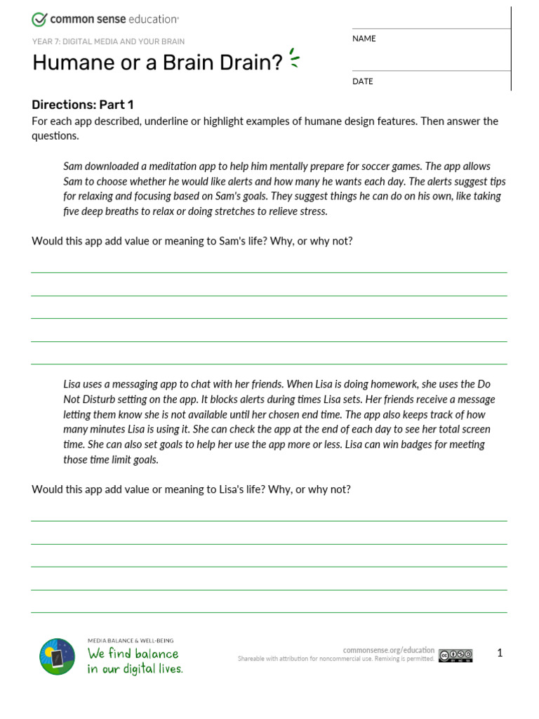 Y7 Handout_ Digital Media and Your Brain - Humane or a Brain Drain | PDF | Psychological ...