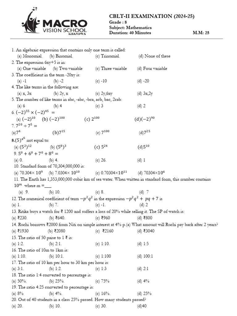 GRADE 8 MATH | PDF | Mathematics | Algebra