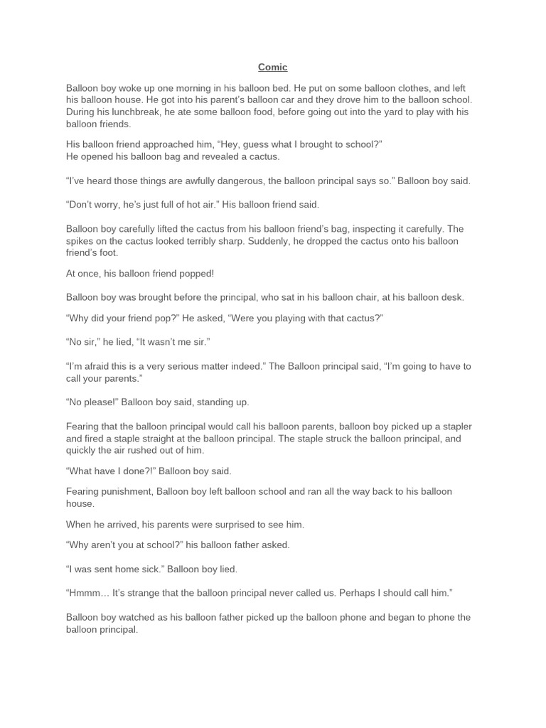 Comic - Comprehension Tests | PDF