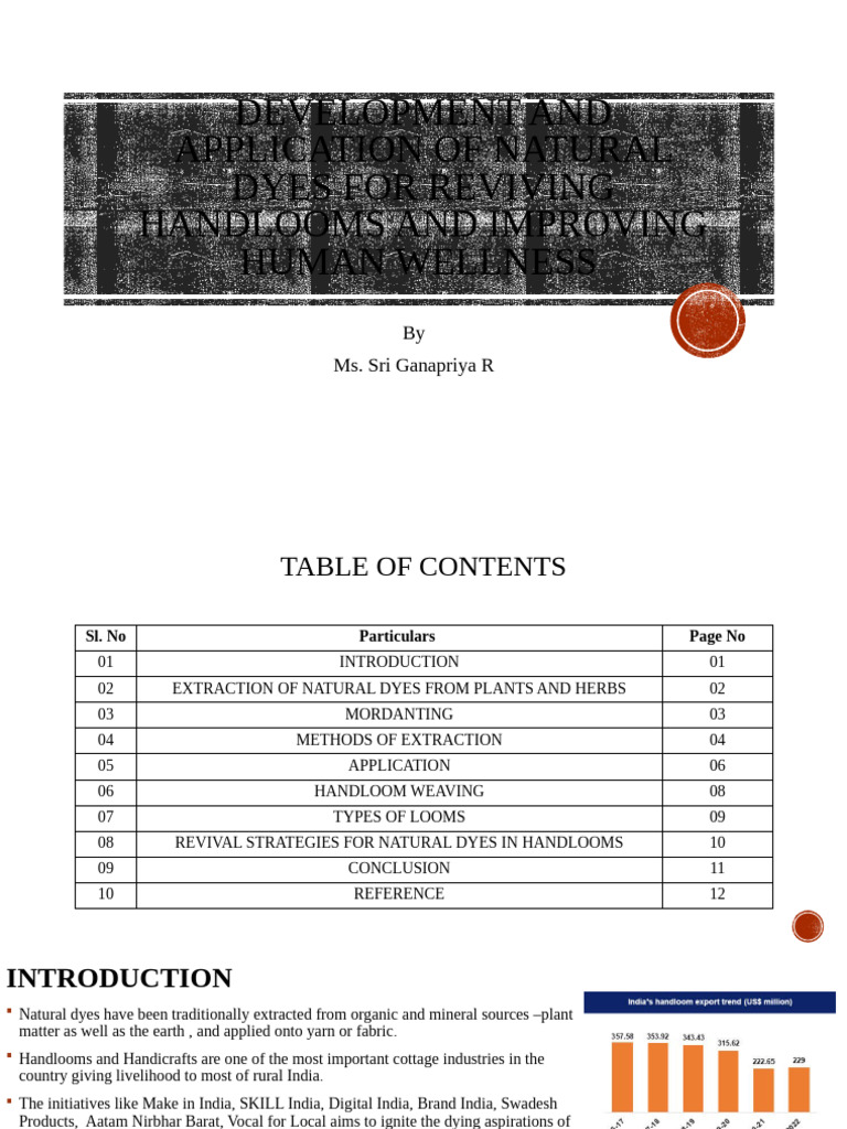 Natural Dyes: Reviving Handlooms | PDF | Loom | Weaving