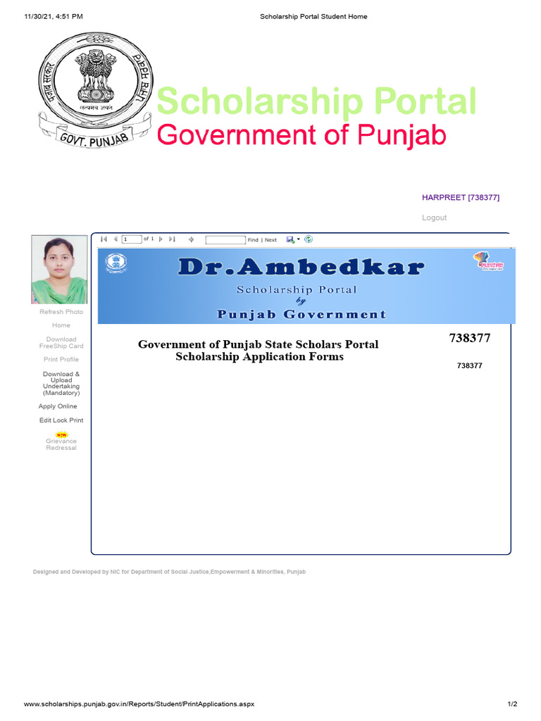 Punjab Scholarship Portal Overview | PDF