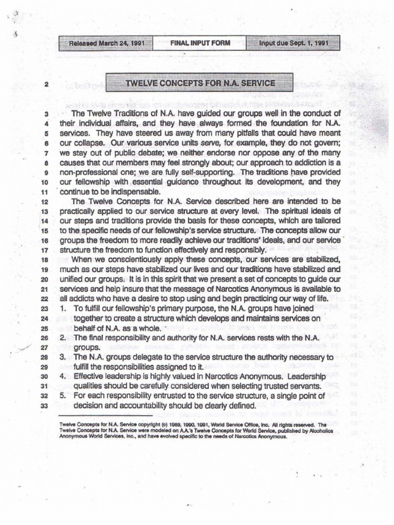 1991 03 The 12 Concepts For NA Service Final Input 2 | PDF | Leadership ...