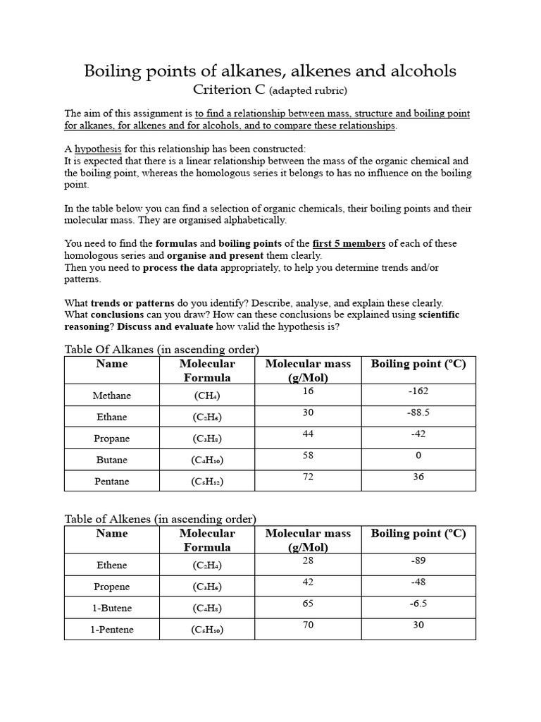 Boiling Points of Organic Compounds | PDF | Intermolecular Force | Alkane