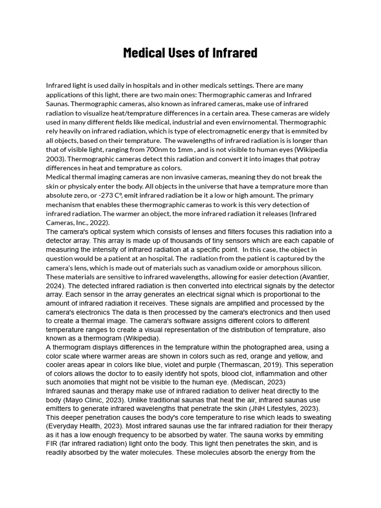 Criterion D - Medical Uses of INFRARED | PDF | Thermography | Infrared