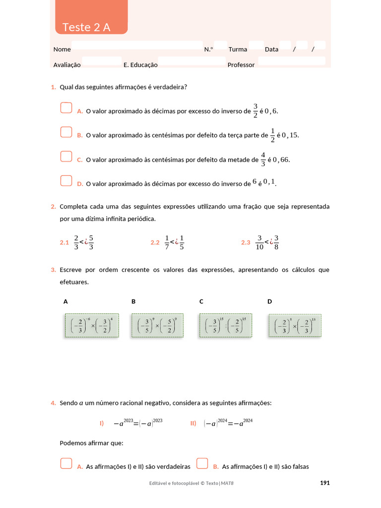 8º Ano Pdf Matemática Aritmética