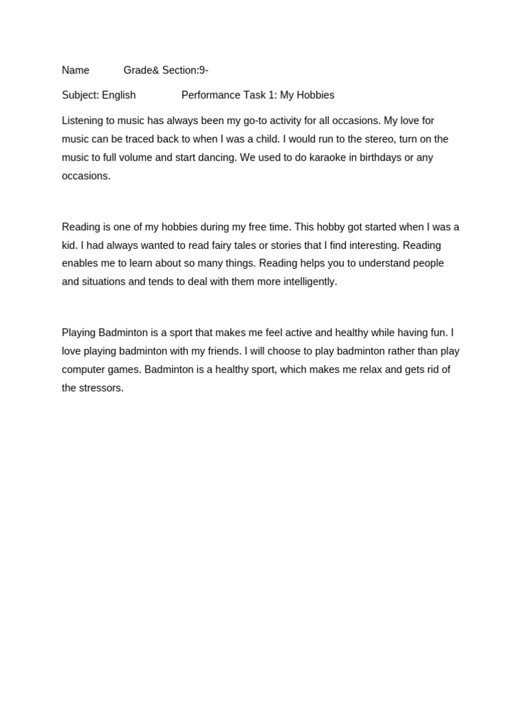 Performance Task in English | PDF