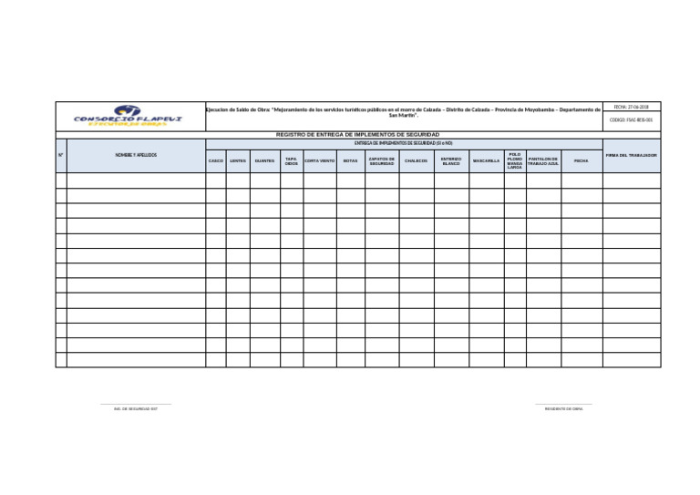 Formao de Registro Entrega de Epp | PDF