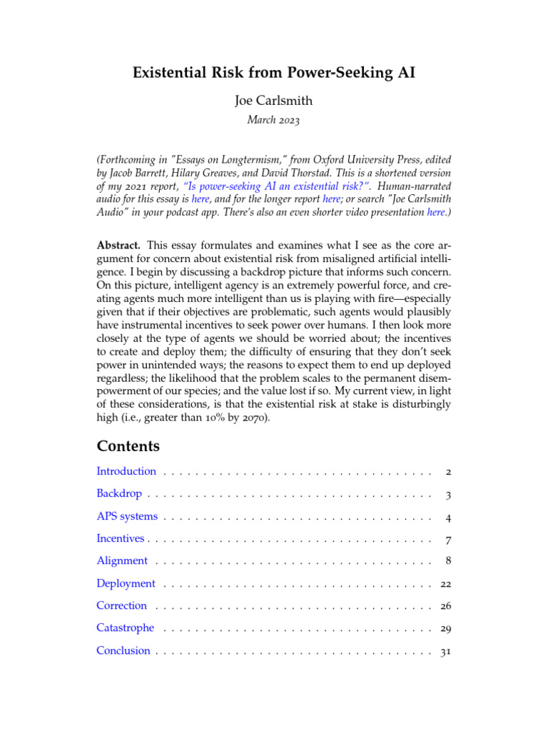 Existential Risk and Powerseeking Ai | PDF | Artificial Intelligence ...