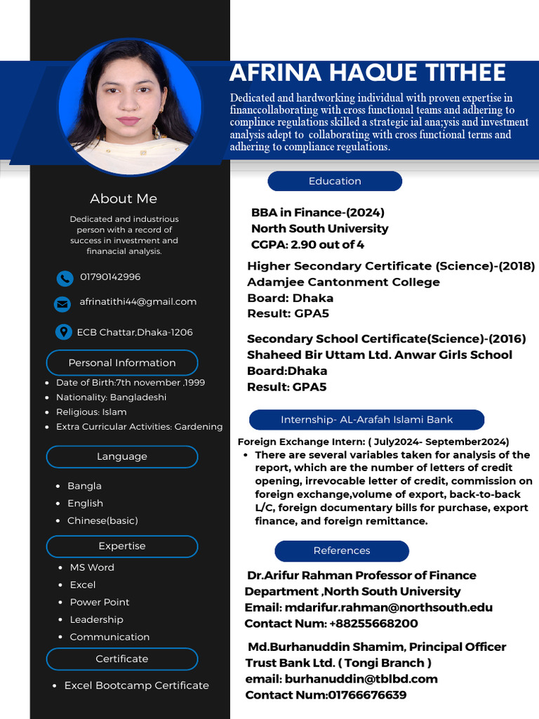 Afrina Haque Tithee Update Resume | PDF | Bangladesh