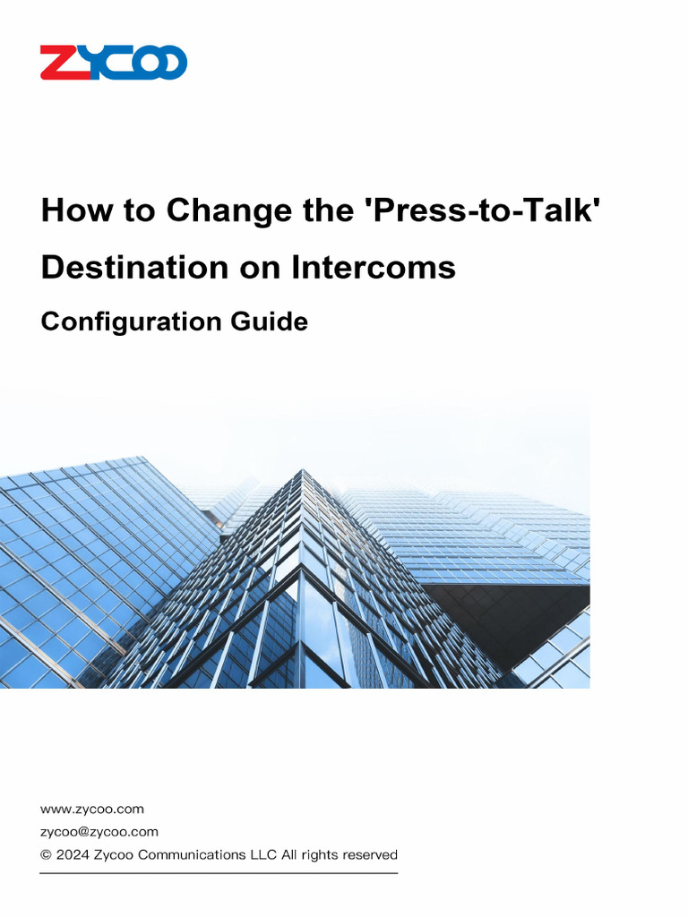 How To Change The - Press-To-Talk - Destination On Intercoms | PDF