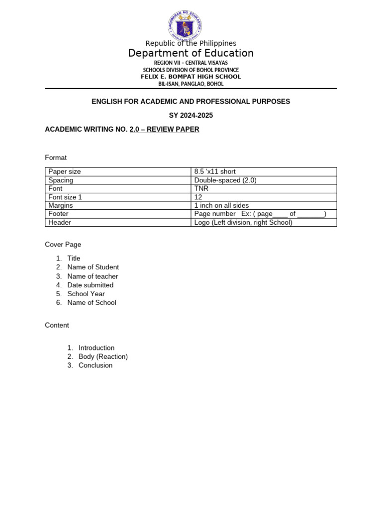Eapp Review Paper Format | PDF