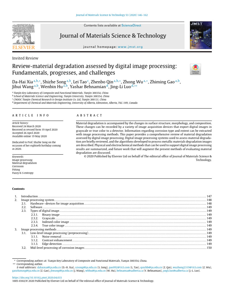 Review-material Degradation Assessed by Digital Image Processing- Fundamentals, Progresses, And ...