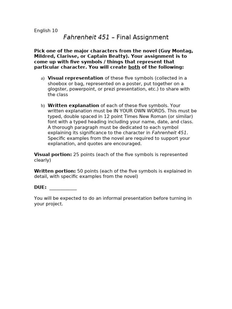 Fahrenheit 451 Project | PDF