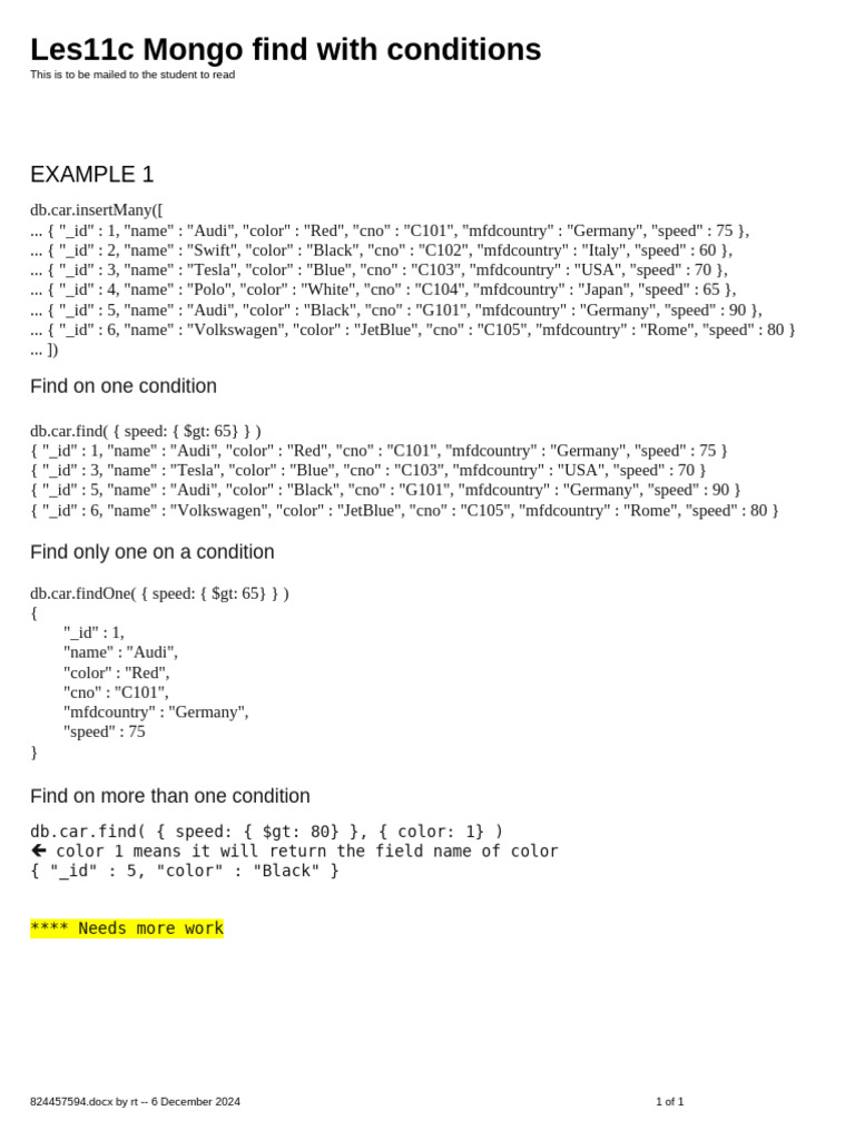 Les11c Mongo find with conditions (1) | PDF