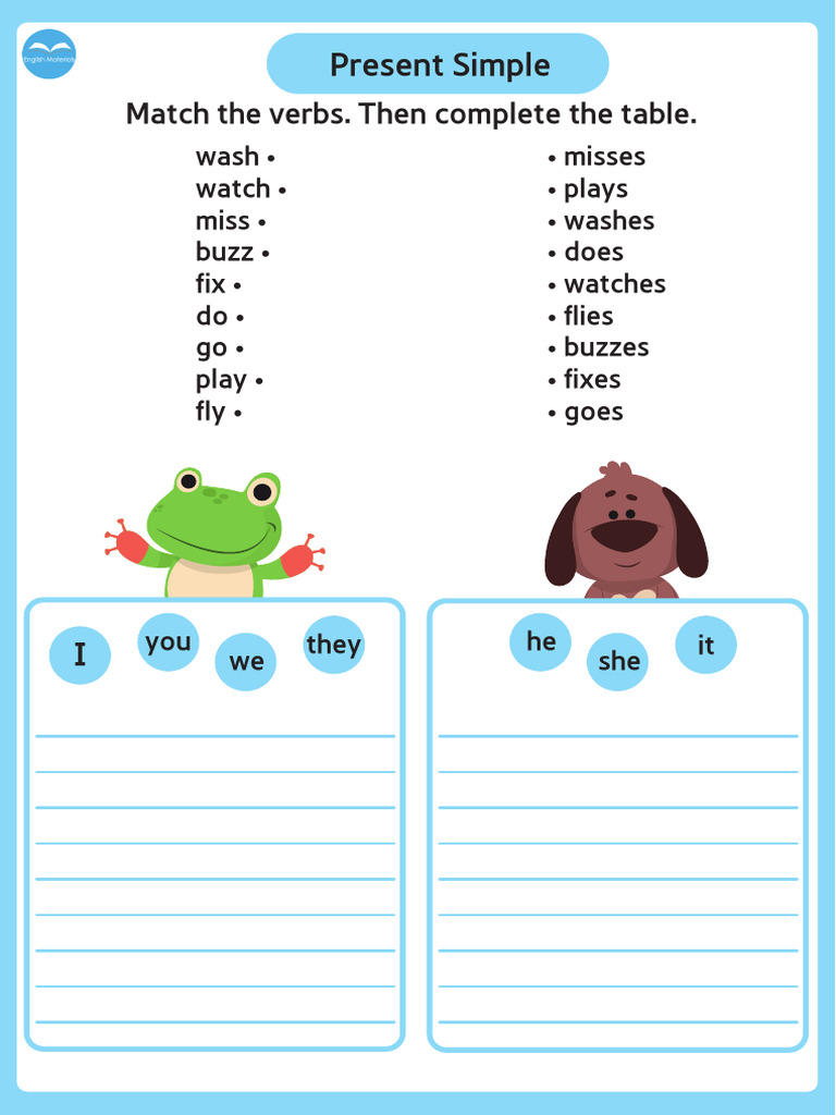 Present Simple Endings - Englishmat | PDF